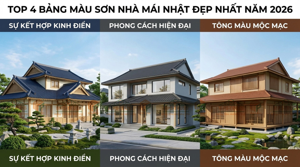 Nhà Mái Nhật Sơn Màu Gì Đẹp? Phối Màu Nhà Mái Nhật